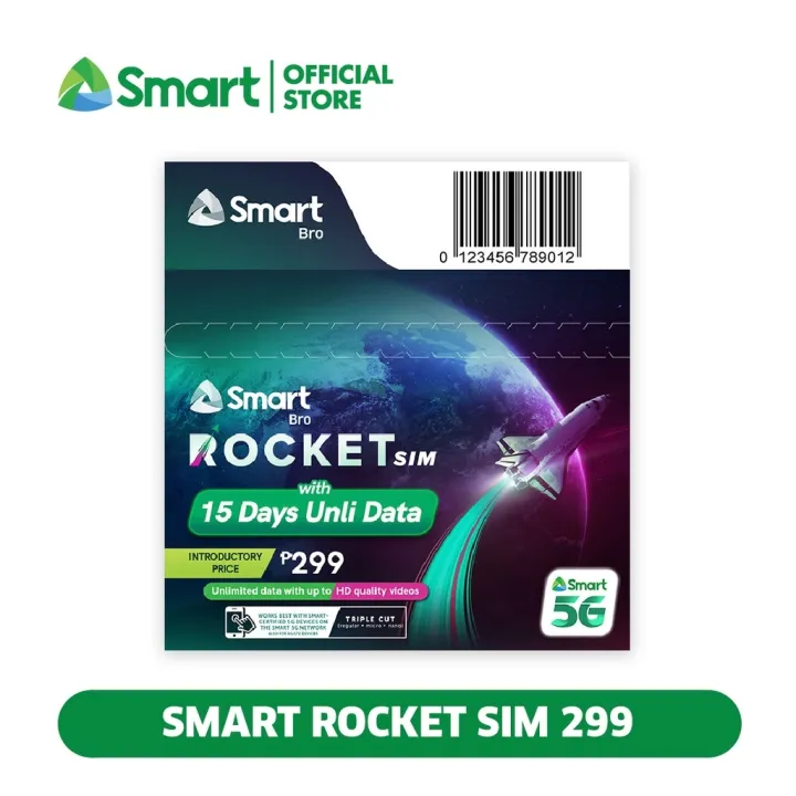 NuanaS7v SMART Bro Rocket SIM 299 with 15 Days Unli Data | Lazada PH