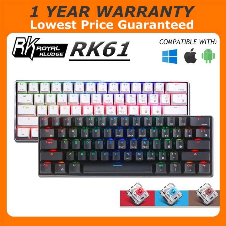 【new】 Royal Kludge RK61 RK71 K84 Wireless Dual-Mode Bluetooth USB RGB ...