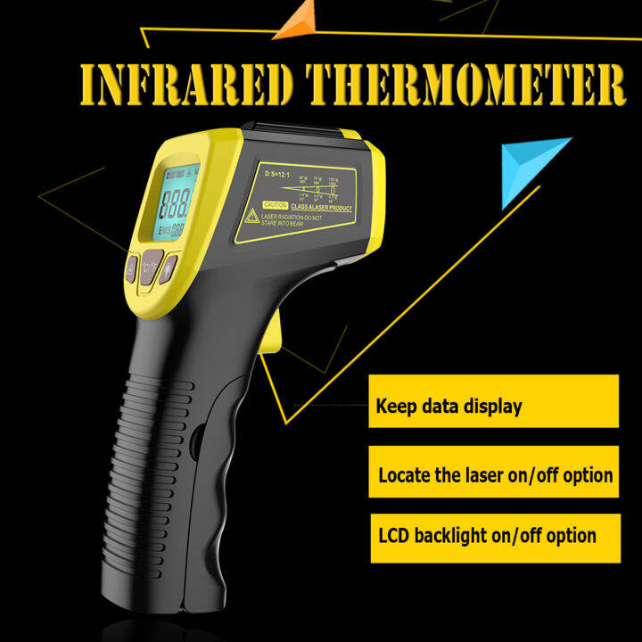 【COD/Ready】Infrared Ther-mometer, Non-Contact Digital Laser Temperature ...
