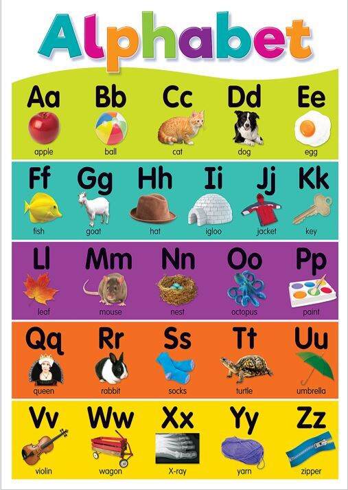 Laminated Alphabet Chart - A4 Size (8.3 x 11.7 inches) 250 microns ...