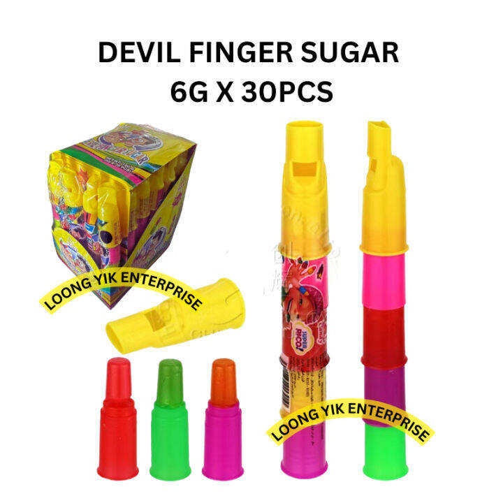 DEVIL FINGER SUGAR 6G X 30PCS HALAL WHISTLE SOUND MUSIC | Lazada