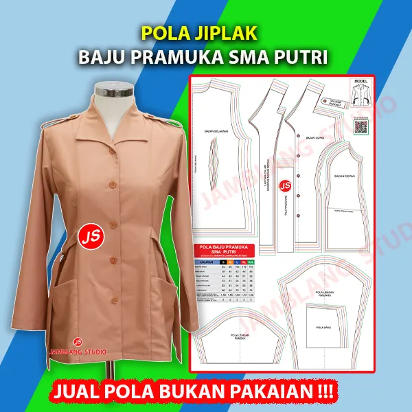 Pola Jiplak Baju Pramuka SMA Putri [ Pola Baju Jamblang Studio ] Model ...