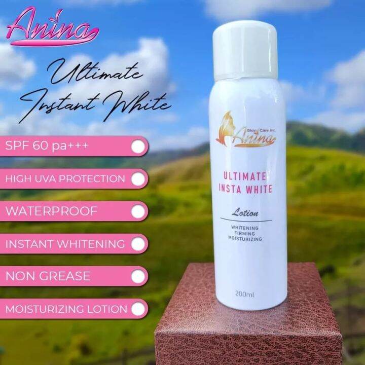 ANINA Ultimate Insta White Lotion Spray with SPF 60 pa+++ 200ml | Lazada PH