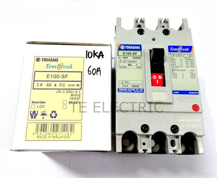 TERASAKI E100SF SERIES MCCB 40A / 60A / 100A 3 POLE 10KA MOLDED CASE CIRCUIT BREAKER | Lazada