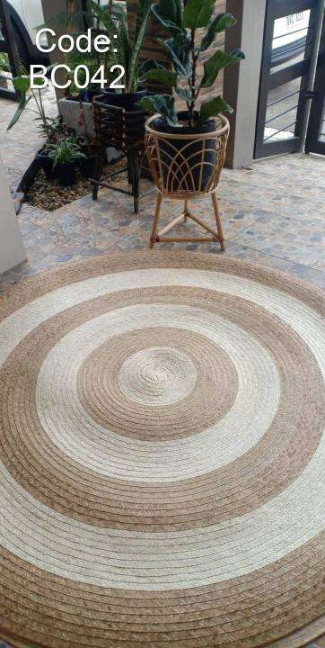 Quezon Handicrafts - Native Mat / Buri Mat - Alternate Khaki/White ...