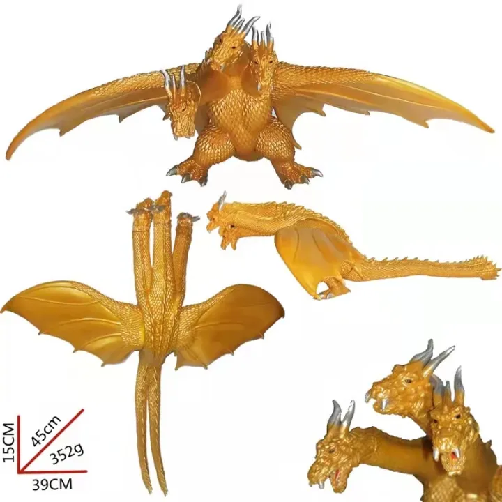 yna toys godzilla 2 flying gold king ghidorah 3 headed dinosaur pvc ...