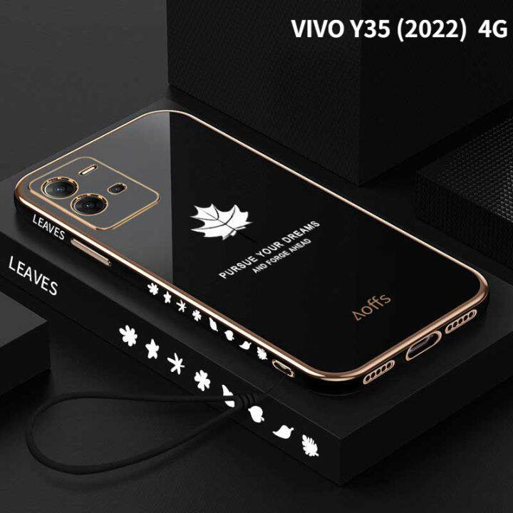 เคส VIVO Y35 2022 4G เคสโทรศัพท์แบบอ่อนดีไซน์ใหม่ใบเมเปิ้ลฝาหลังสำหรับ ...