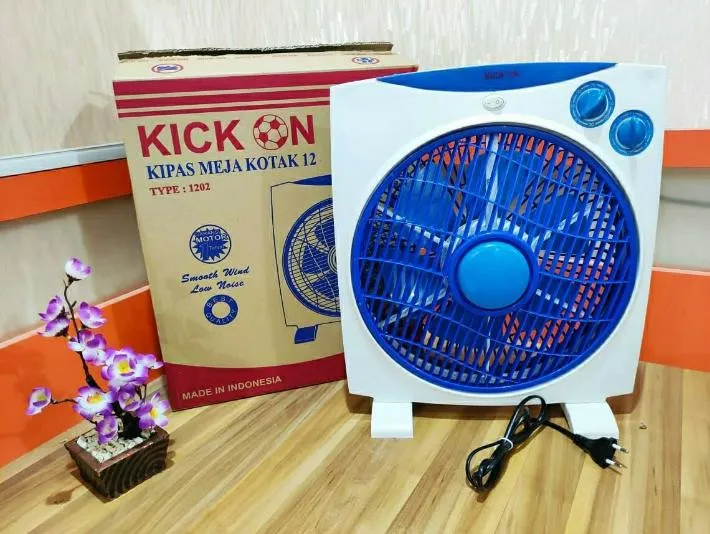 KIPAS ANGIN LANTAI DUDUK KOTAK BOX FAN MURAH 12 INCH KICK ON 1202 ...