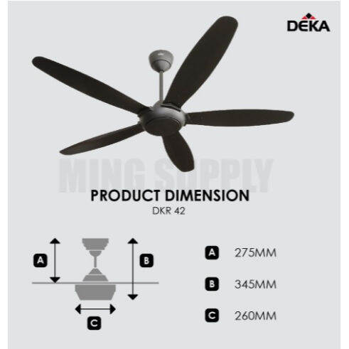 SIRIM DEKA DKR 56 & 42 Ceiling Fan 5 Blades Remote Control Fans AC ...