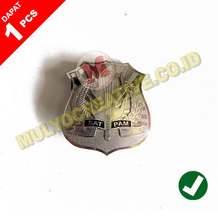 Lencana Pin Security Satpam Bahan Logam Lencana Satpam Perisai Hitam ...