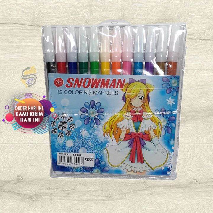 Spidol 12 Warna / Spidol Menggambar Dan Spidol Mewarnai Mek Snowman ...