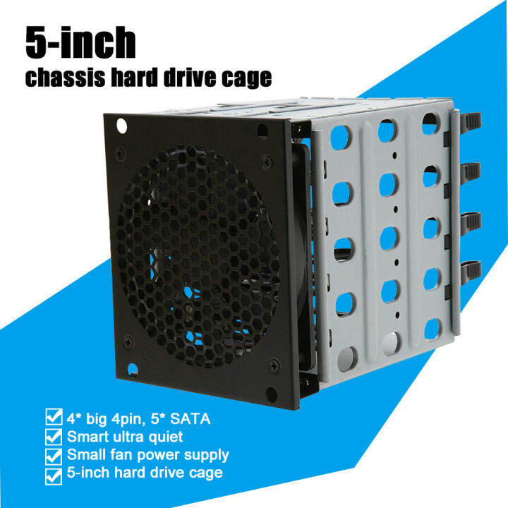 LazaraMall Hard Drive Caddy Tray Cage Chassis Rack 5.25'' to 5x 3.5 ...