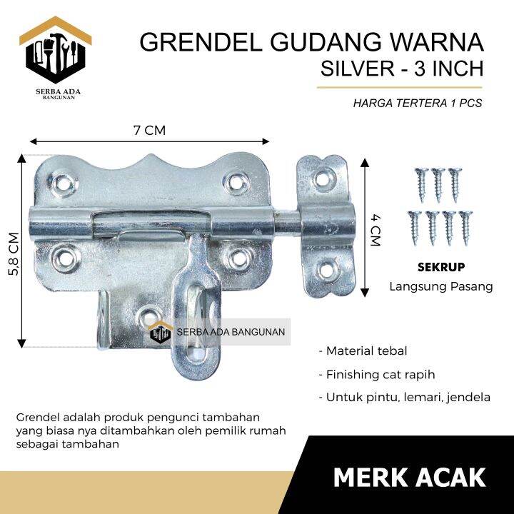 Grendel Overpal 3inch kzk selot grendel pintu murah bagus tahan lama ...