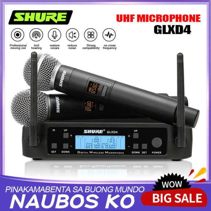 SHURE GLXD4 Wireless Microphone One Two Handheld Microphone UHF Band 640 Band Singing Microphone ...