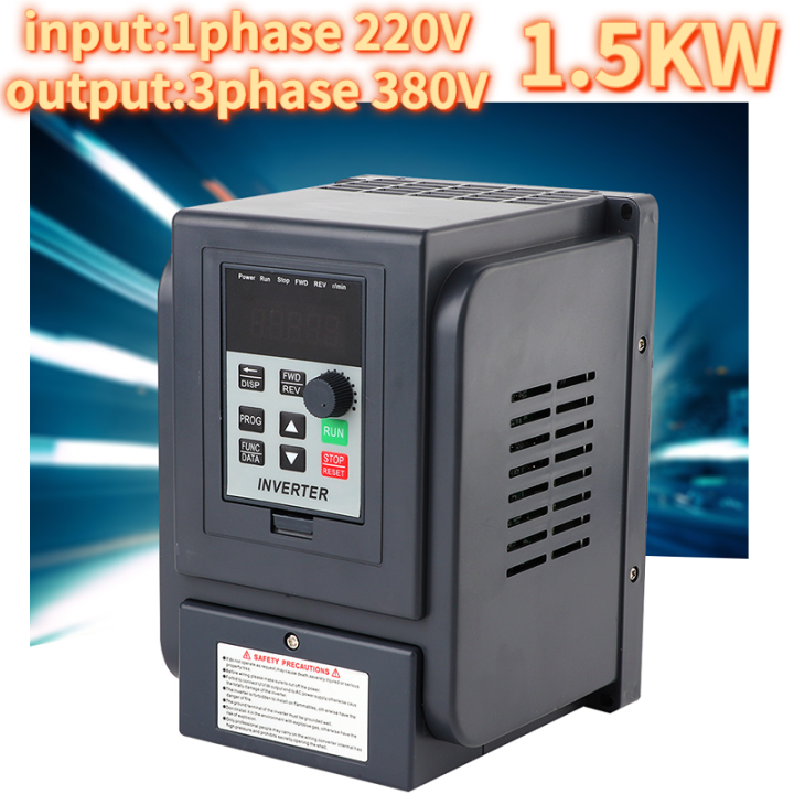 1-Phase 220V Input 3-Phase 380V Output 1.5KW VFD Variable Frequency Inverter Speed Controller ...