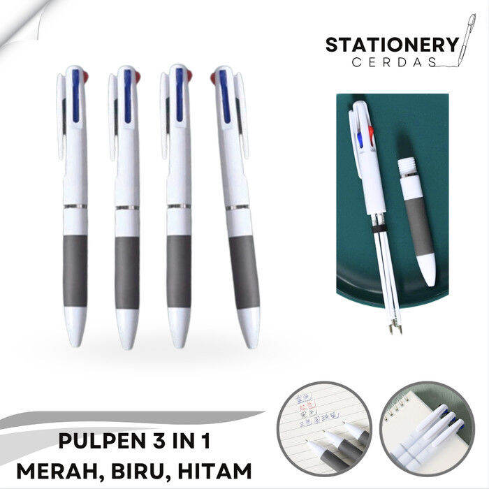 Pulpen 3In1 Pen 3 Warna Alat Tulis Sekolah Kerja Pena Motif Polos ...
