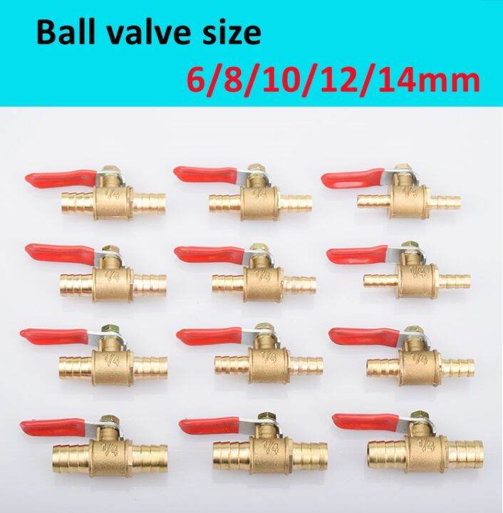 red handle small Valve 6mm 8mm 10mm 12mm 14mm Hose Barb Inline Brass ...