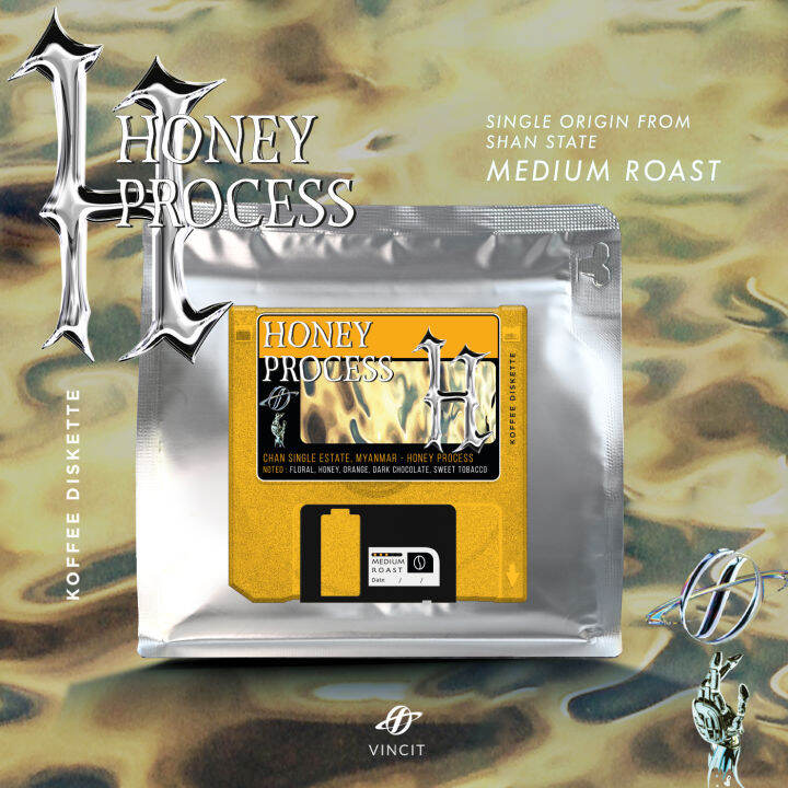 Honey Process Myanmar Shan single estate เมล็ดกาแฟคั่วกลาง Medium roast / Series Coffee Diskette ...