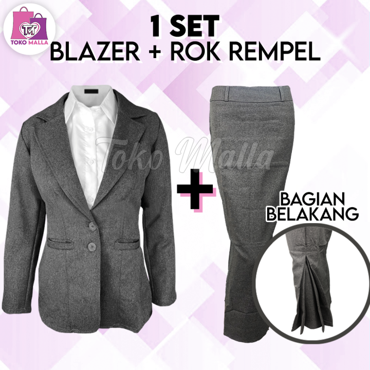 Setelan Blezer Wanita VIRAL 2022, One Set Wanita,1 PASANG BLAZER & ROK ...