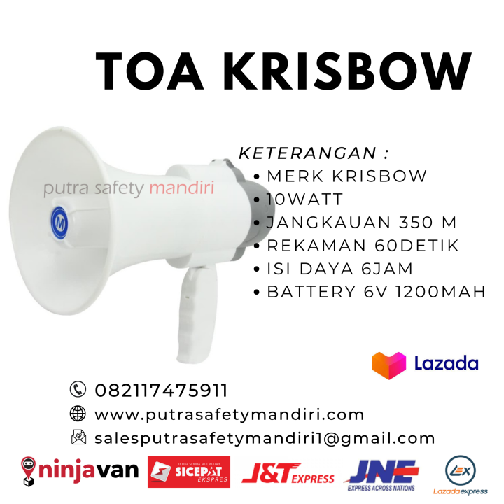 KRISBOW MEGAPHONE TOA RECHARGE 10WATT 1200MAH BATTERY 4XD MURAH ...