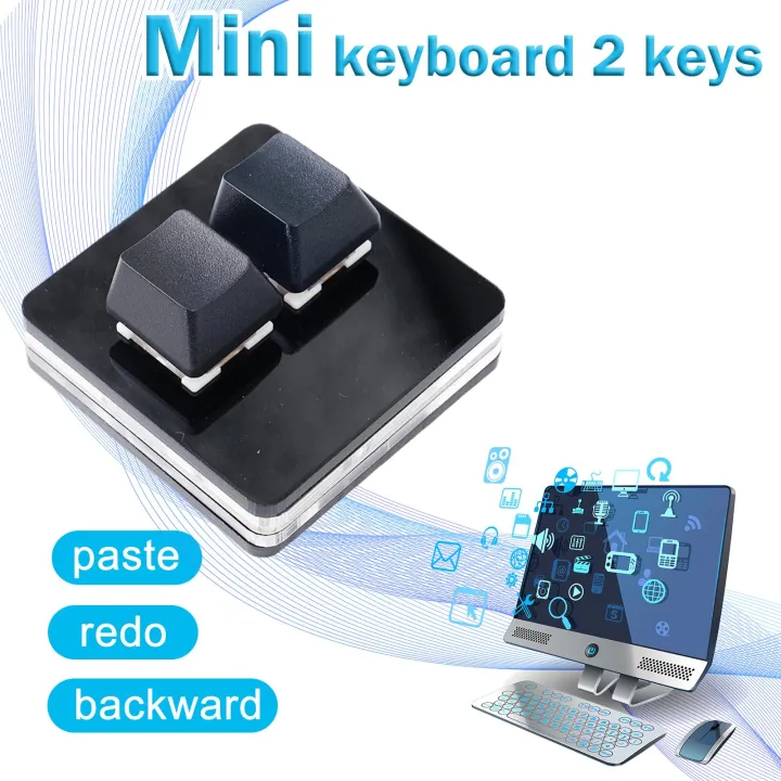 Black 2 Key Numerical Keyboard Mini Keyboard Copy Paste Shortcuts Key Custom Mechanical One ...