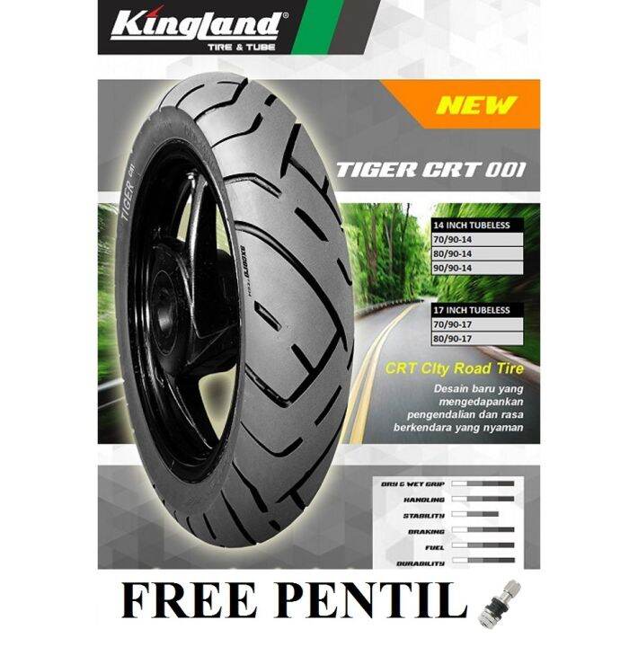 Ban Matic Tubeless Kingland 80/90-14 CRT Ban Luar Ring 14 | Lazada ...
