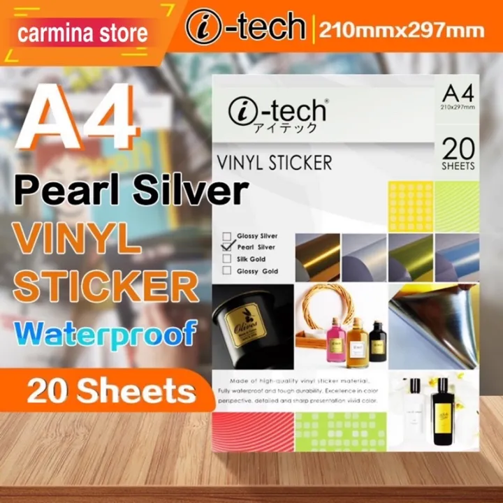 Waterproof Vinyl Sticker A4 Glossy Sliver Glossy gold Pearl silver Slik ...