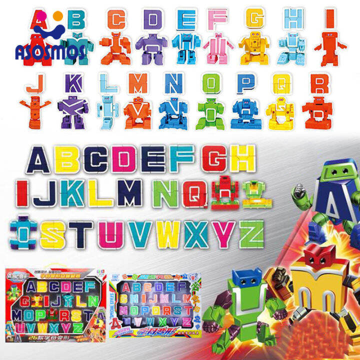 ASM 26pcs English Letters Robot Alphabet Transforming Robot Toy Figure ...