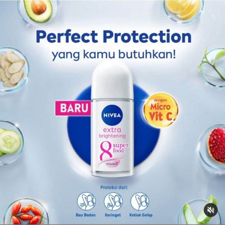 Nivea Deodorant Roll On Extra Whitening 50 ml Kemasan Baru | Lazada ...