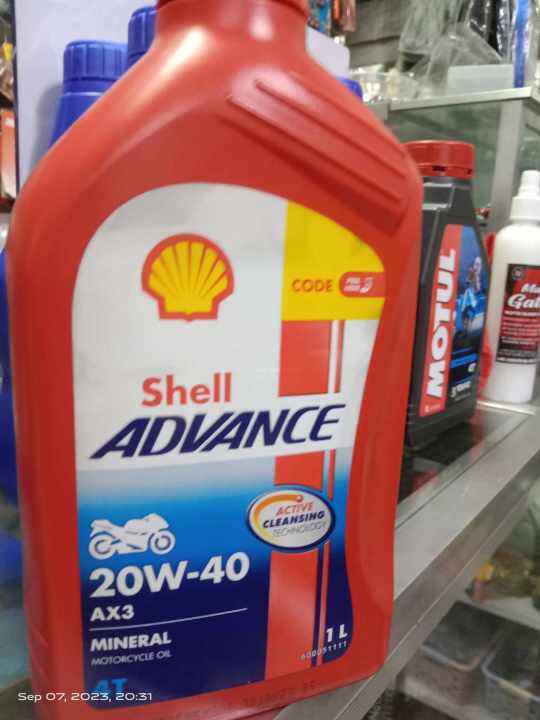 Shell Advance Oil 4T 1lt. Motorcycle.Oil 20w-40 AX3 red Active ...