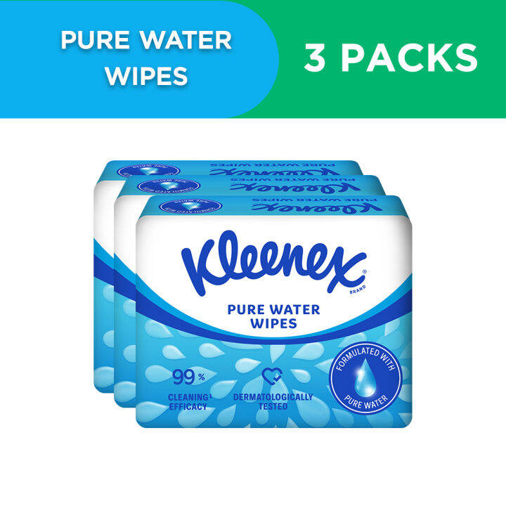 Kleenex Pure Water Wipes 20 sheets x 3 packs (60 pcs) | Lazada PH