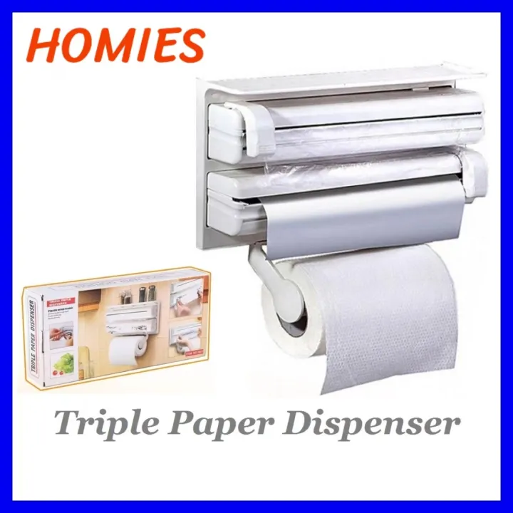Homies Triple Paper Roll Dispenser & Holder for Kitchen Tissue Paper ...