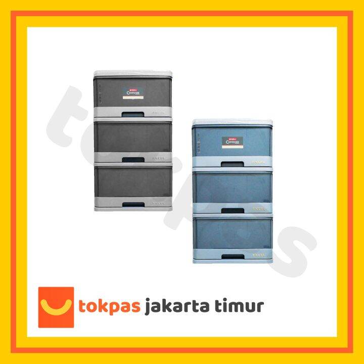 Lemari Laci Plastik Lion Star Susun 3 Excel Container M 3 XC 2 Kabinet ...