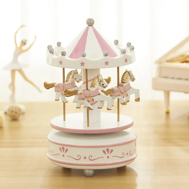 Romantic Carousel Horse Music Box Toy Artistic Wooden Carousel Music ...