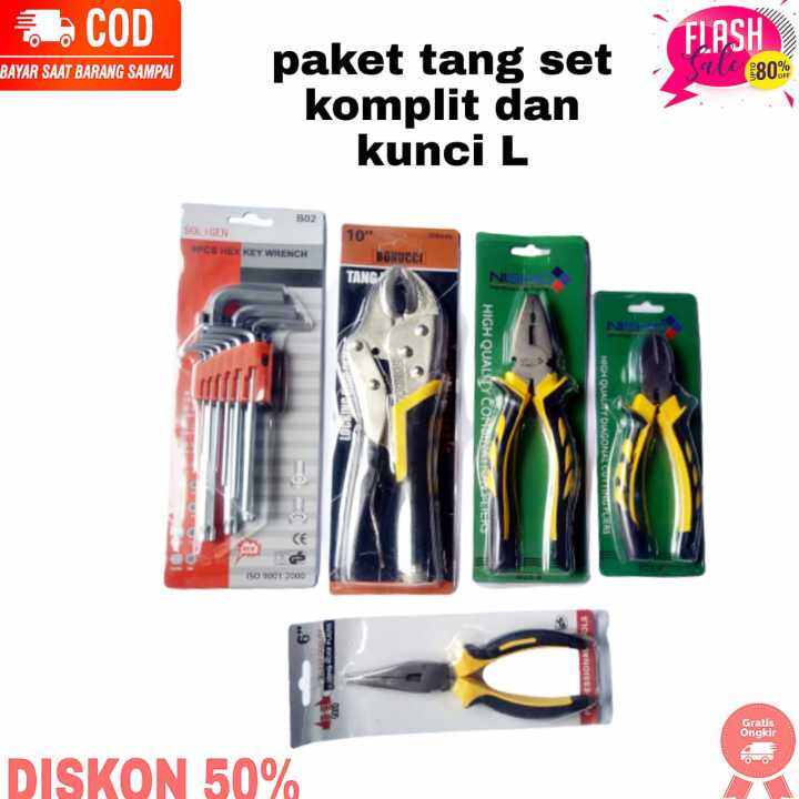 PAKET TANG SET KOMPLIT DAN KUNCI L PAKET TANG SET KOMLIT TANG BUAYA ...