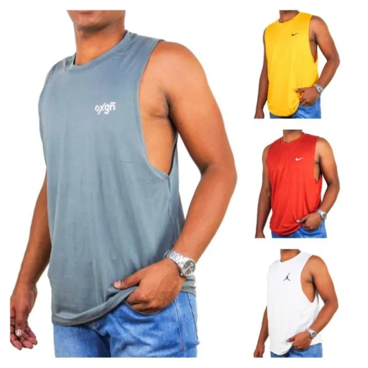 Korean Men's Logo Muscle Tee Cotton Sleeveless Sports Gym Damit Sando ...