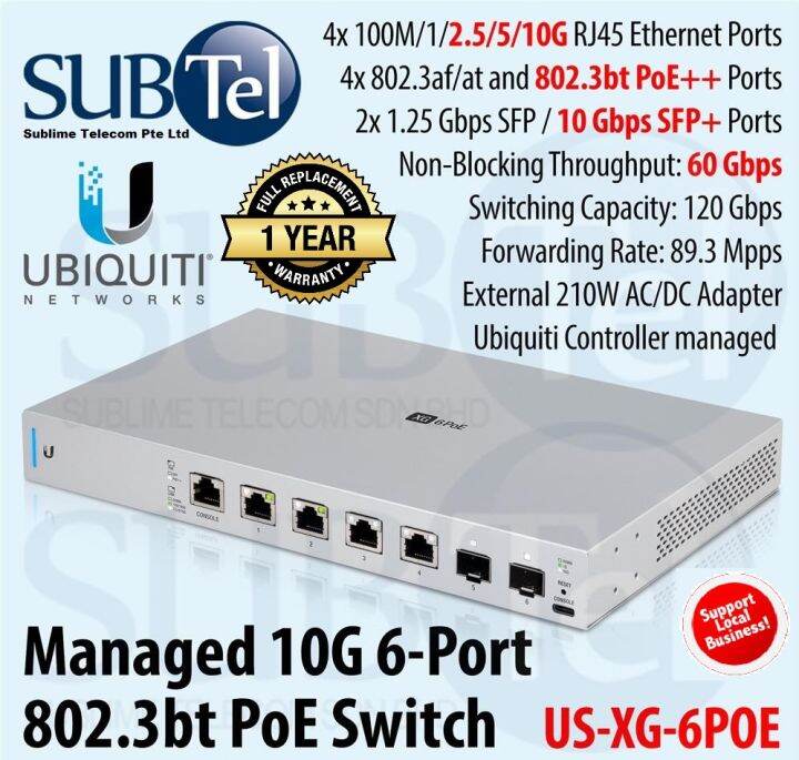 US-XG-6POE Ubiquiti UniFi Switch XG 6 POE 10G SFP+ POE++ UBNT Singapore | Lazada Singapore