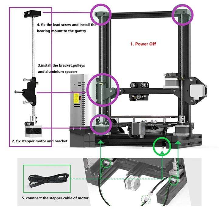 Ender 3 Dual Z Axis Upgrade Kits for Creality Ender 3 Pro, Ender 3 V2, Voxelab Aquila, with Lead ...