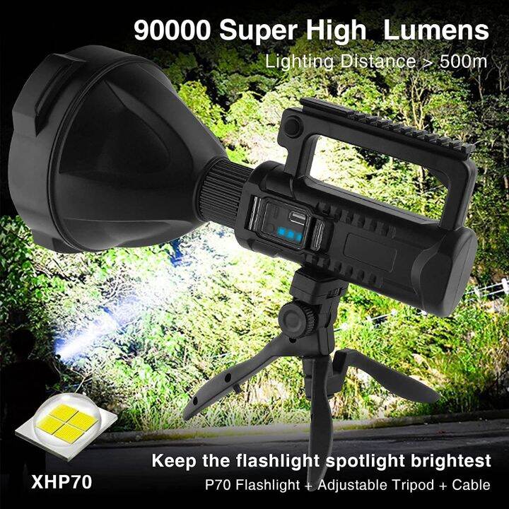 Torchlight 90000Lumens 1500M Long Range Rechargeable Spotlight High ...