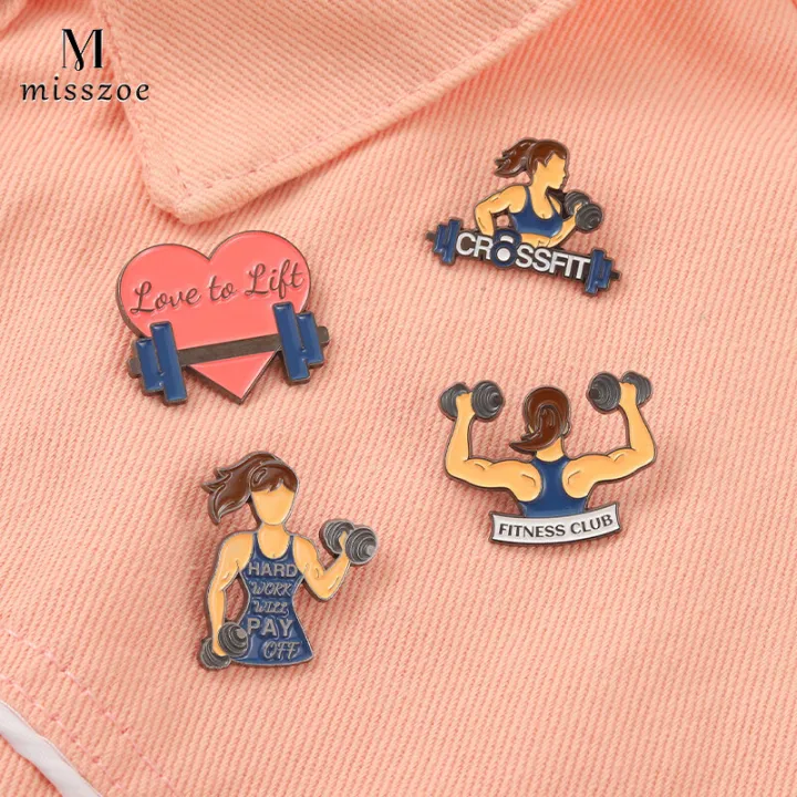 Bodybuilder Enamel Pin Muscle Dumbbell Barbell Brooch Backpack Badge ...