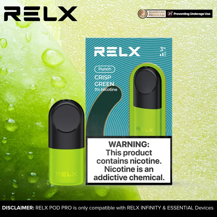 RELX Pod Pro CRISP GREEN Flavor For RELX INFINITY Leak-Resistant Maze ...