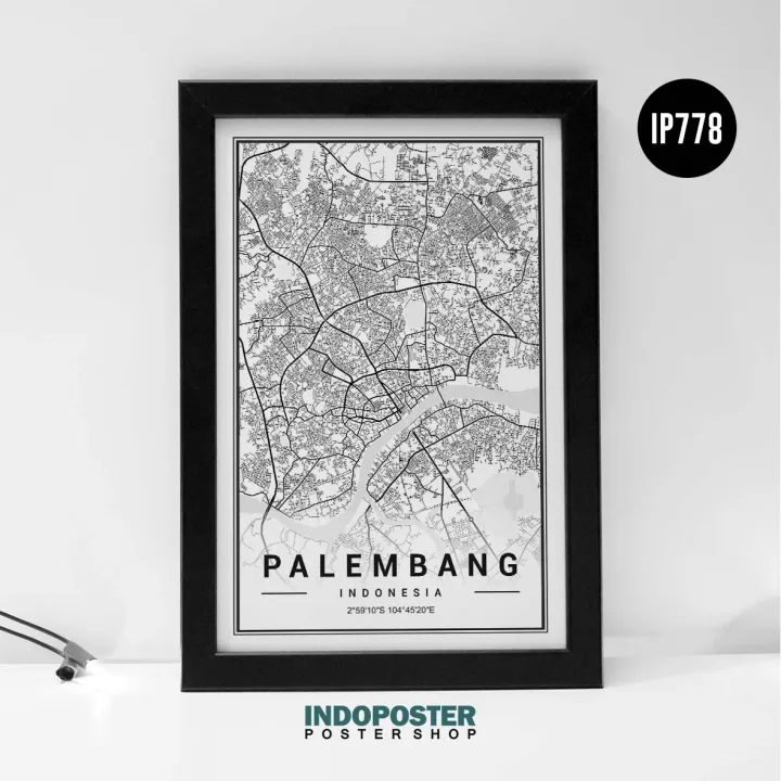 POSTER HIASAN DINDING CITY MAP PETA KOTA PALEMBANG 16RP 60X40CM ...