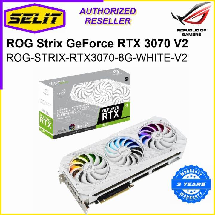 ASUS ROG Strix GeForce RTX 3070 V2 White 8GB GDDR6 Nvidia Graphics Card ...