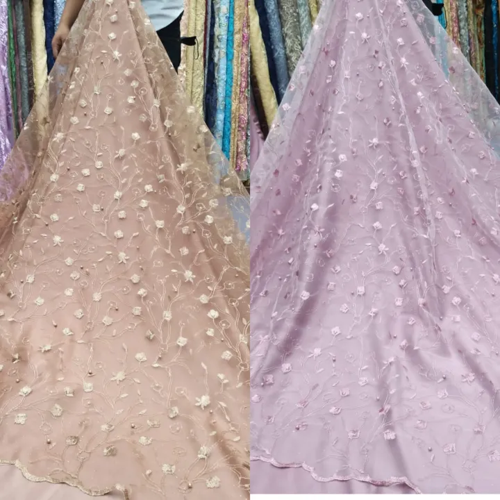bahan/kain tile mutiara/kain tille meteran mutiara/kebaya brokat tille ...