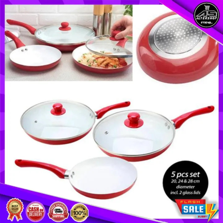 Wok And Pan Original Kawali Bundle Of 5 Pcs Authentic Ceramic Frying ...