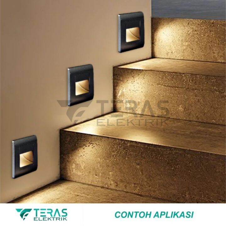 Lampu tangga led 3 Watt step light Cahaya Warmwhite 3000k body hitam ...