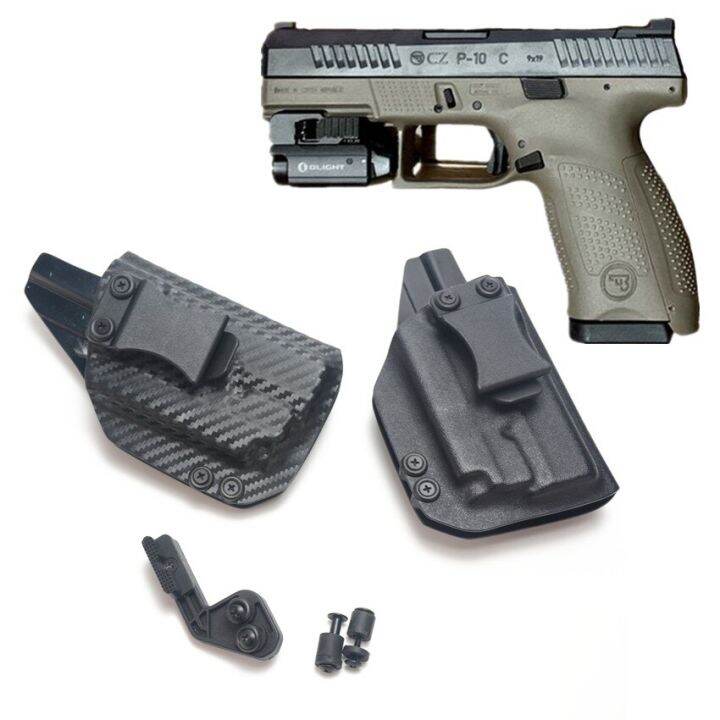 IWB Inside Waistband Carbon Fiber Kydex Holster For CZ P10 C Compact With Olight PL Mini 2 ...