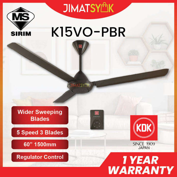KDK K15VOPBR 60'' 3 Blades 5 Speed AC Motor with Regulator Control ...