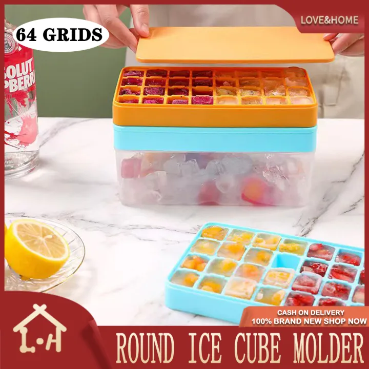LOVE&HOME 64 Compartment Square Ice Cube Shaper with Square Lid DIY ...