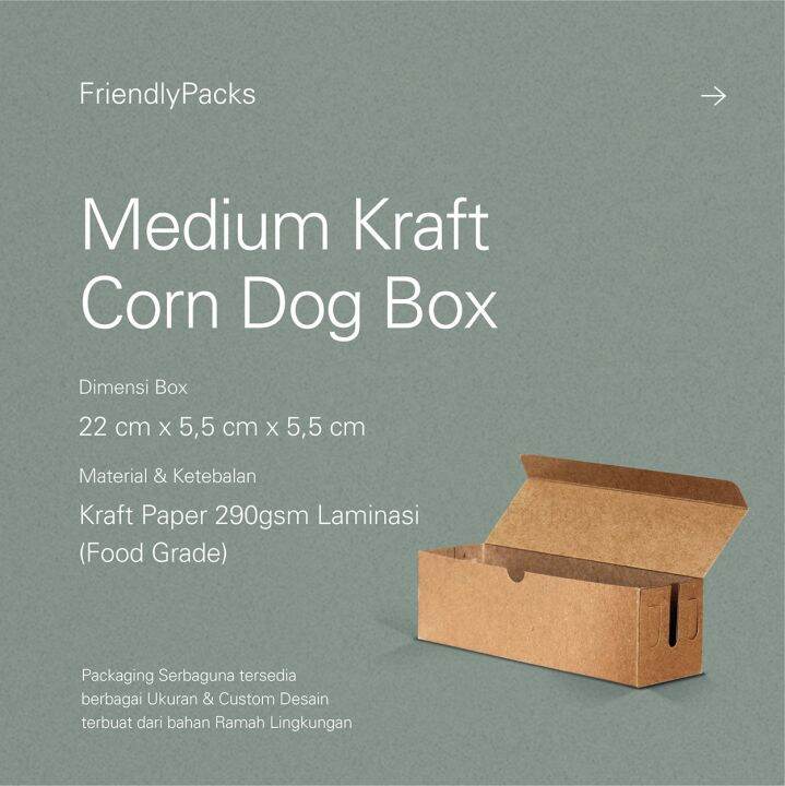 Medium Corn Dog Box Packaging Kraft / Kotak Corn Dog / Dus Corn Dog ...
